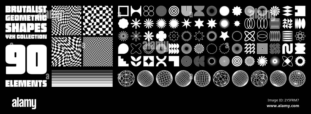 Brutalist geometric shapes, modern symbols. Groovy checkered pattern ...