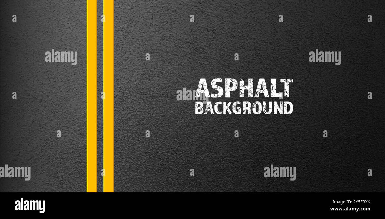 Asphalt road with yellow lane marking, concrete highway surface ...
