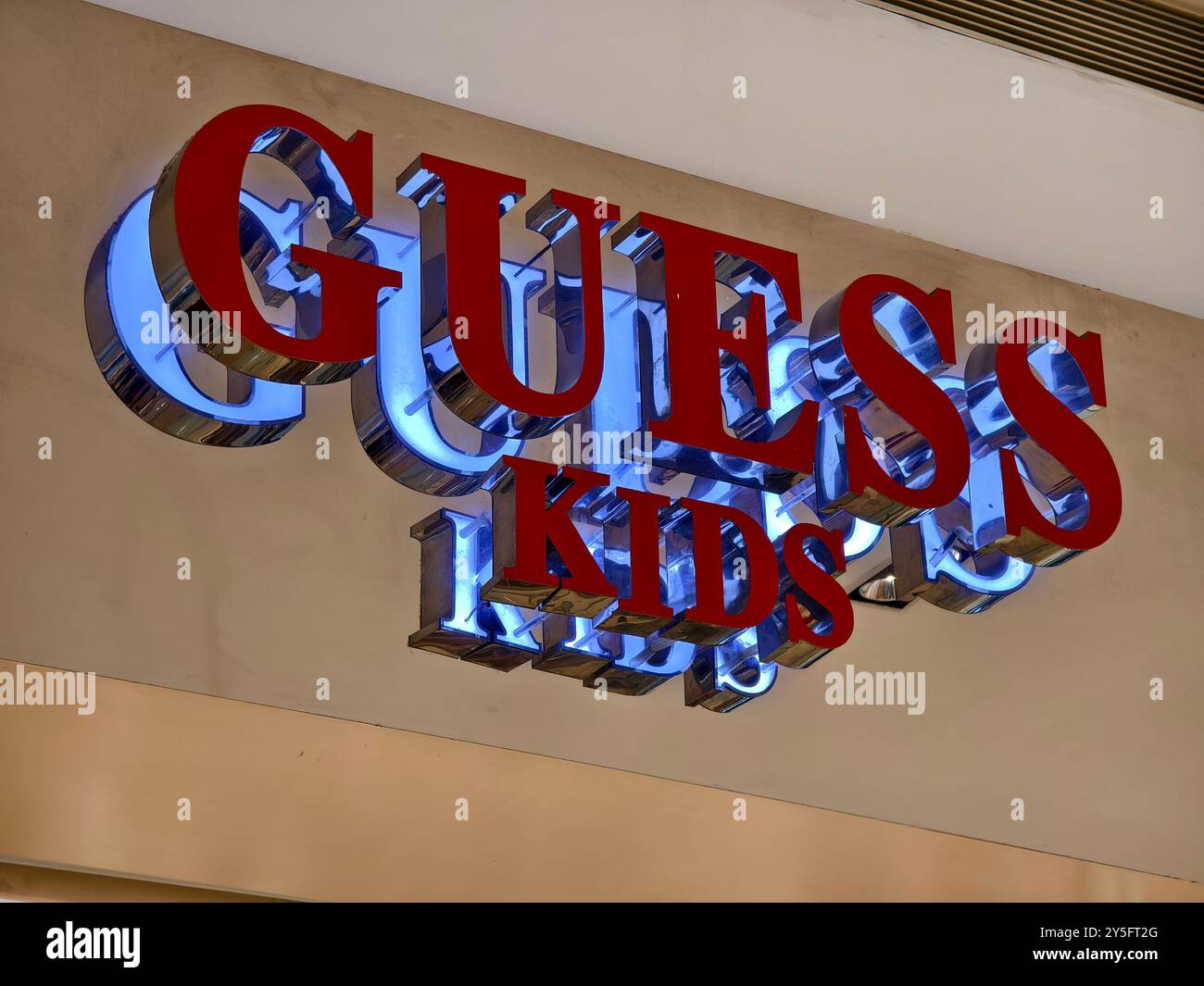 KUALA LUMPUR, MALAYSIA - AUGUST 28, 2024: Guess kids brand retail shop ...