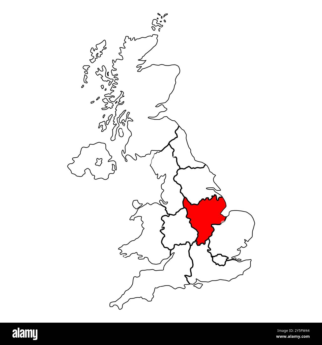 East midlands map hi-res stock photography and images - Alamy