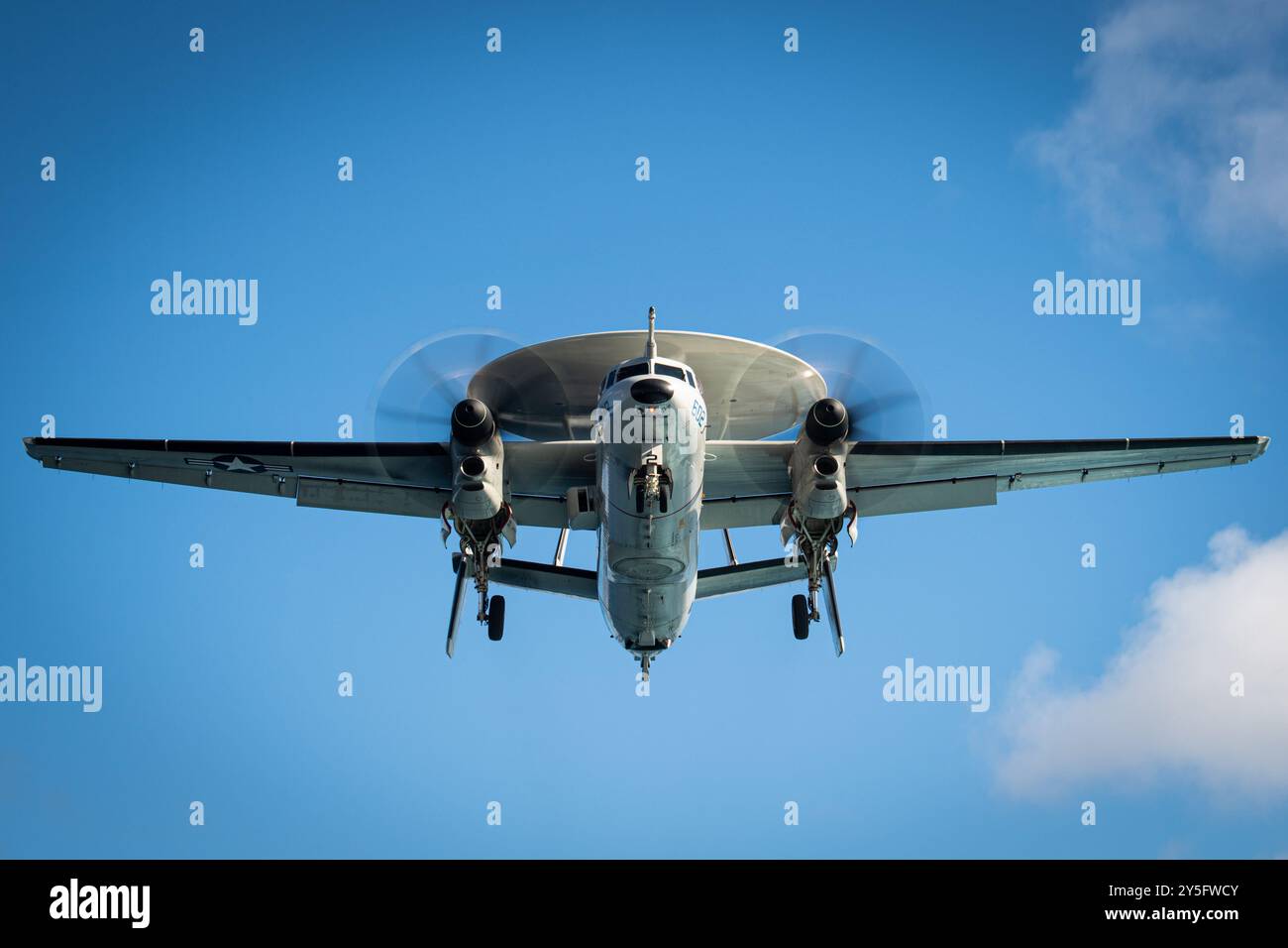 An E-2D Hawkeye assigned to the “Bluetails” of Carrier Airborne Early ...