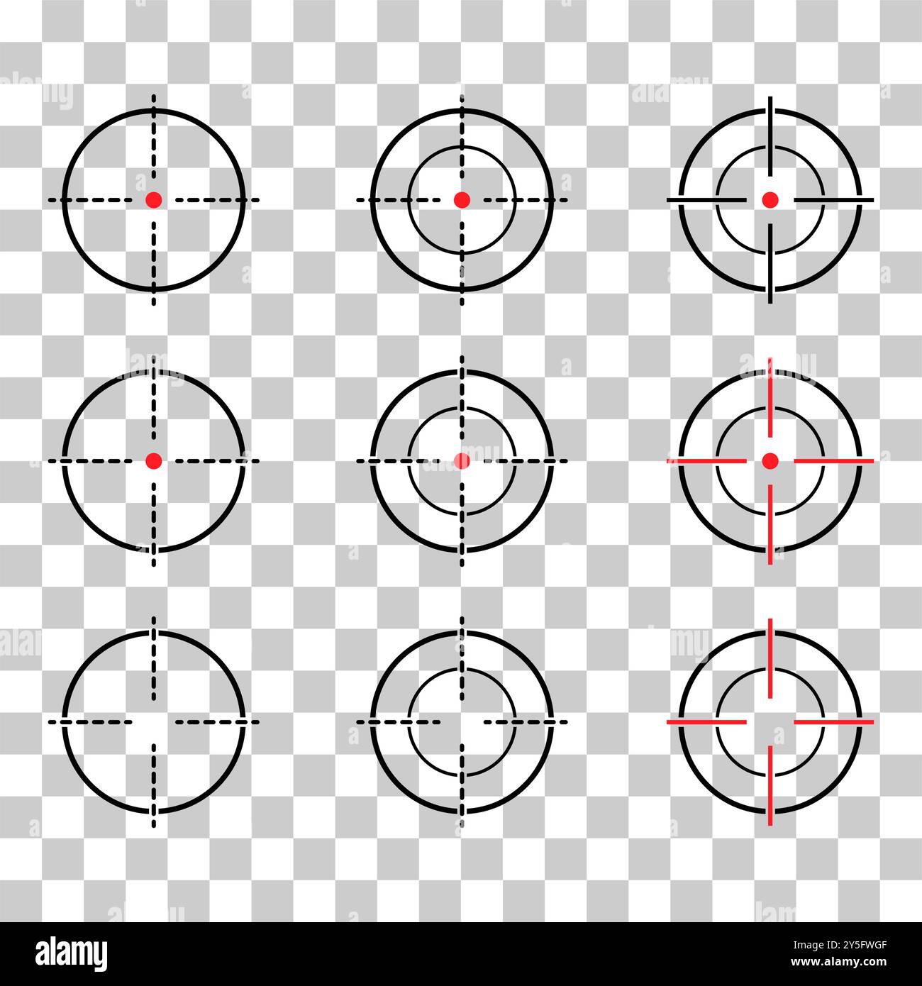 Set of Crosshair army target icon, hunting cross sign mark, graphic ...