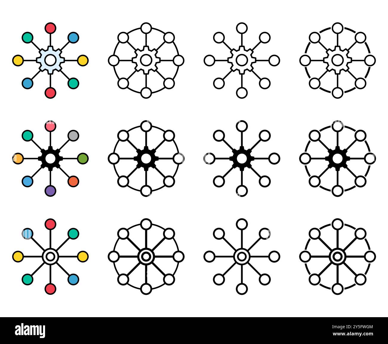 Set of Multichannel digital design icon, omnichannel flat web symbol ...