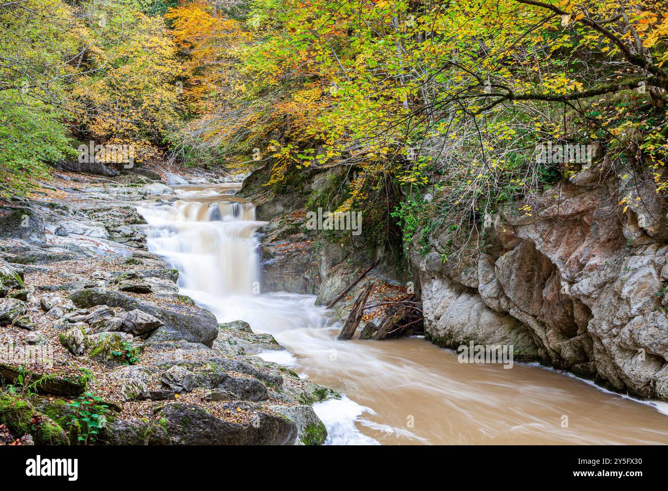 Del Cubo waterfall in Selva de Irati forest near Lodosa, Navarra, Spain ...