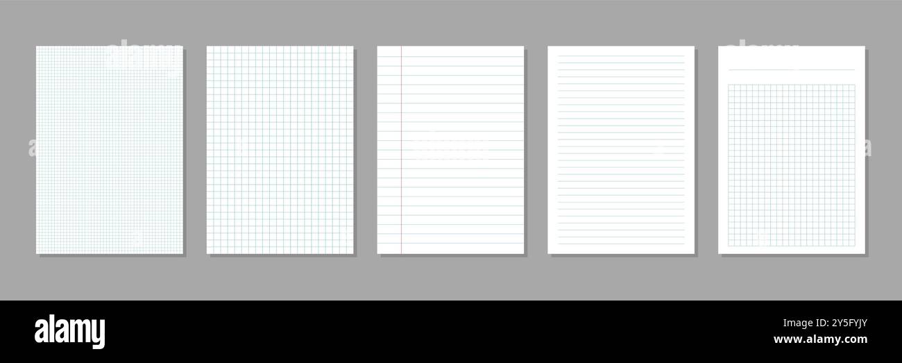 Paper page in flat style. Sheet with lines and grid vector illustration ...