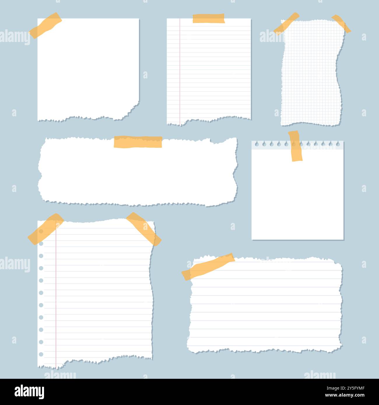 Paper sheet icon set in flat style. Note paper pieces vector ...