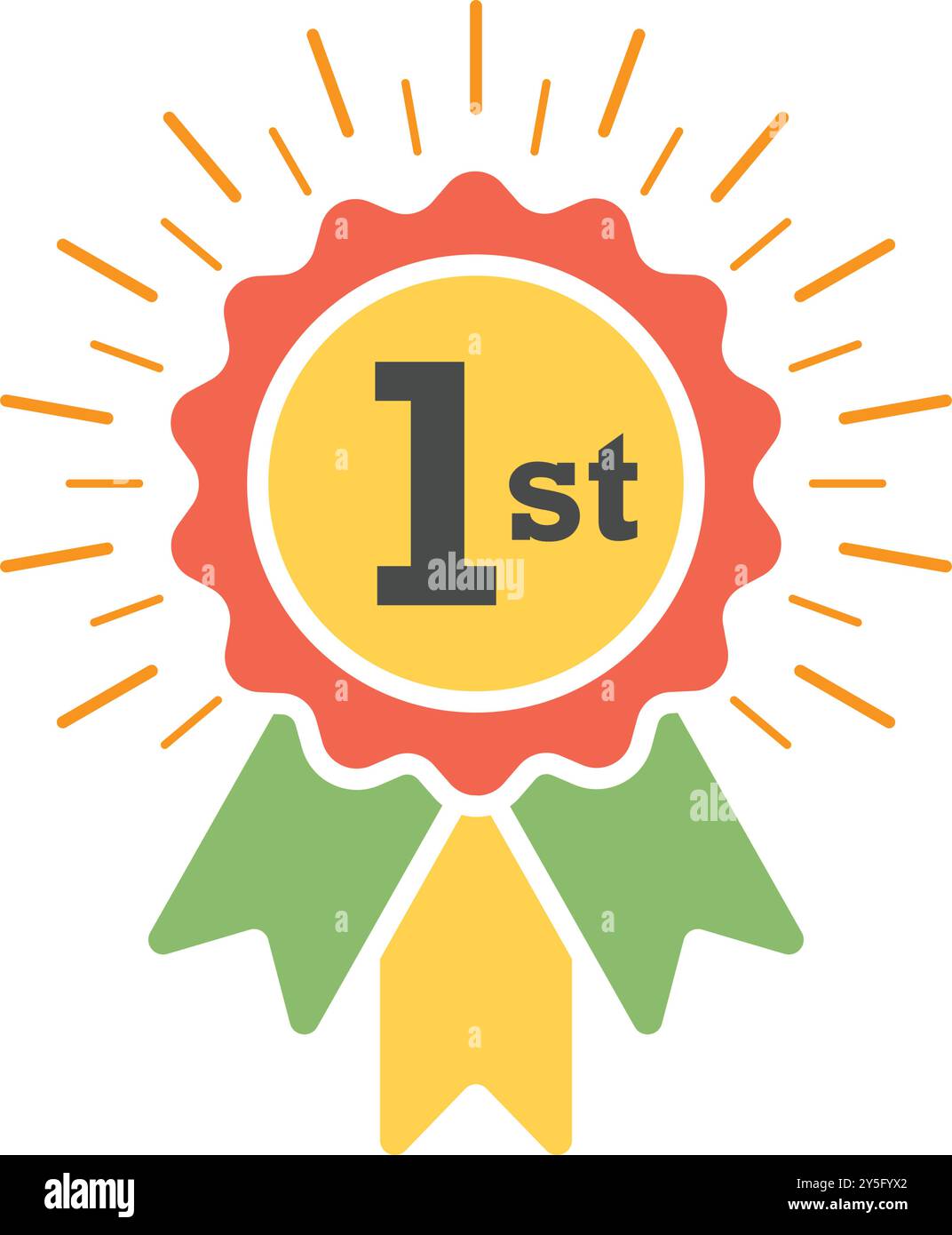 Gold medal 1st place icon in flat style. Trophy award vector ...