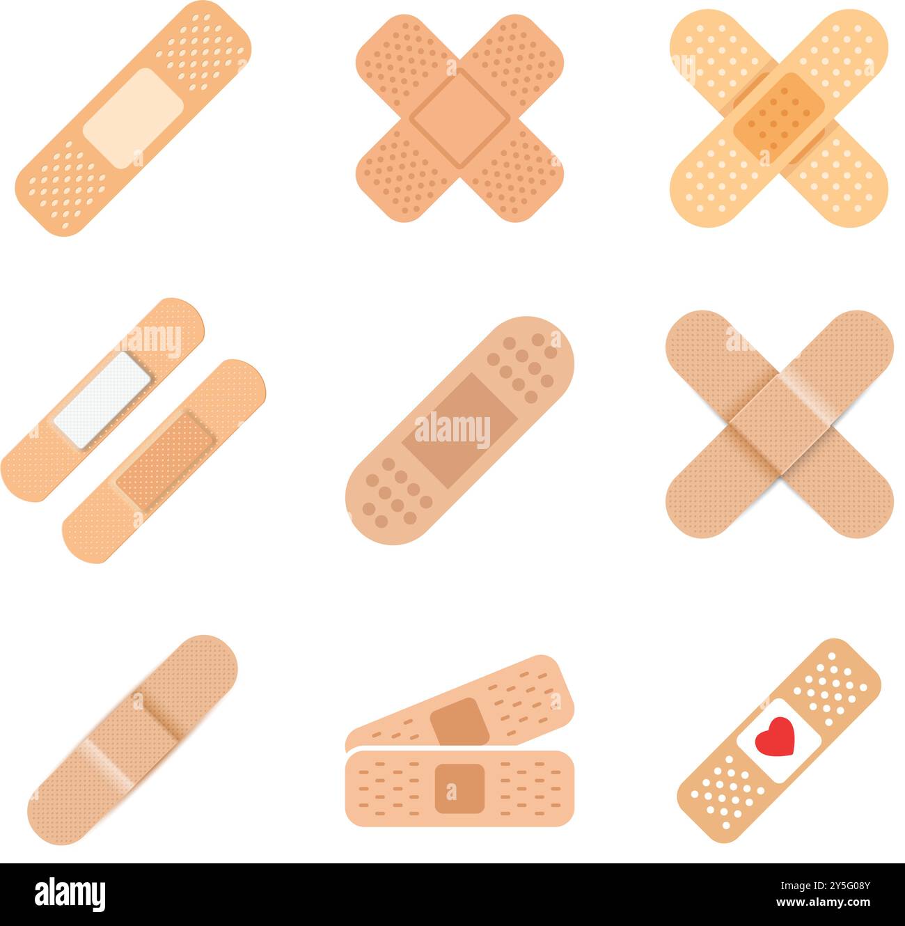 Adhesive medical plaster icons set in flat style. Bandage vector ...