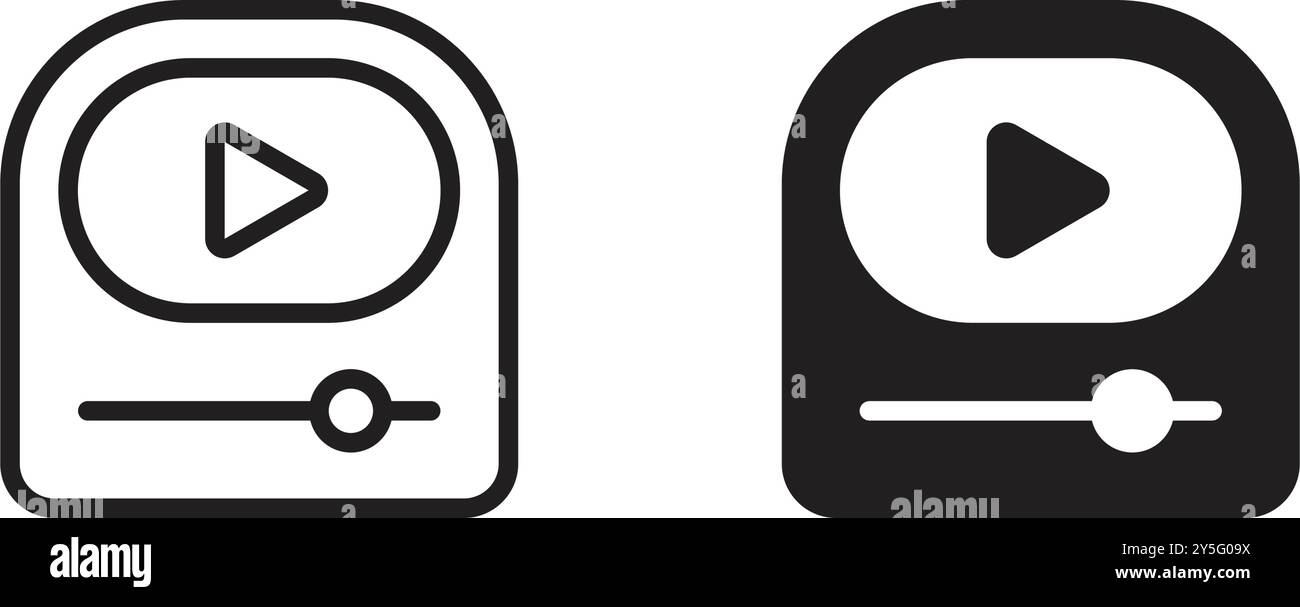 Play button icon in flat style. Music player vector illustration on isolated background ...