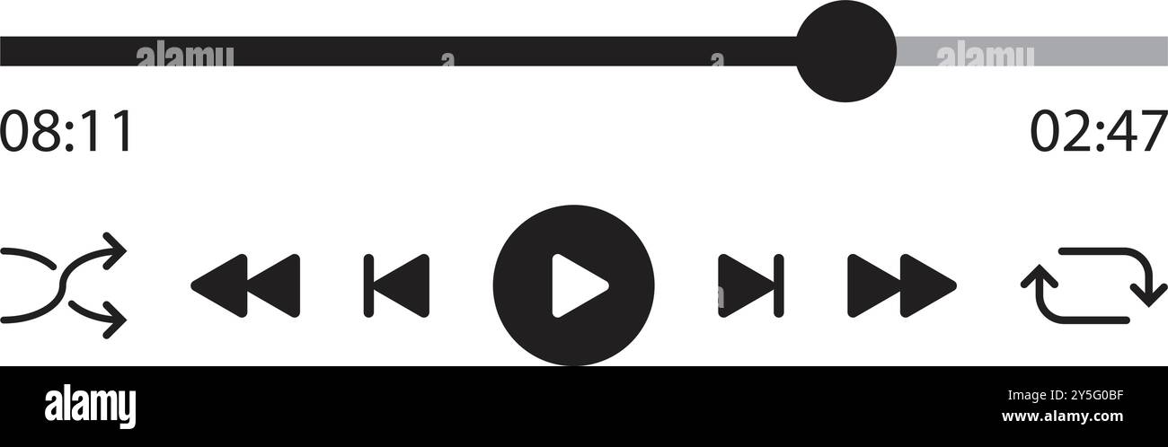 Play button icon in flat style. Music player vector illustration on isolated background ...