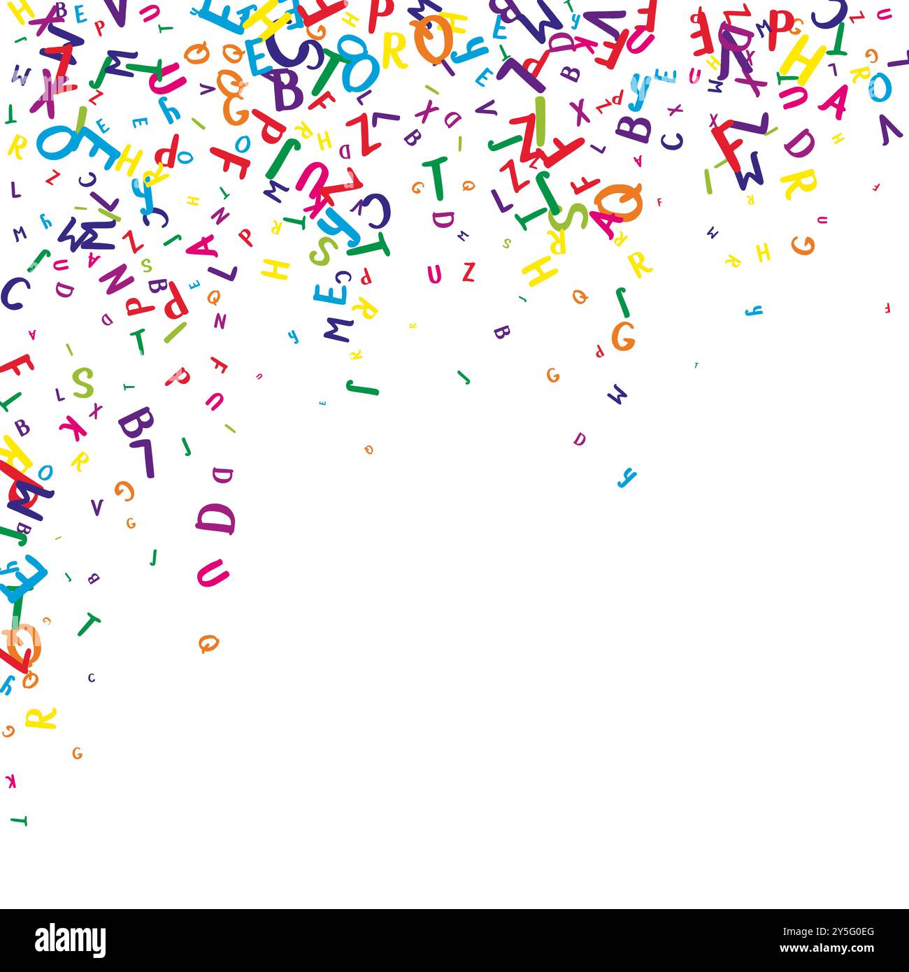 Scattered letters of latin alphabet. Colorful childish floating ...