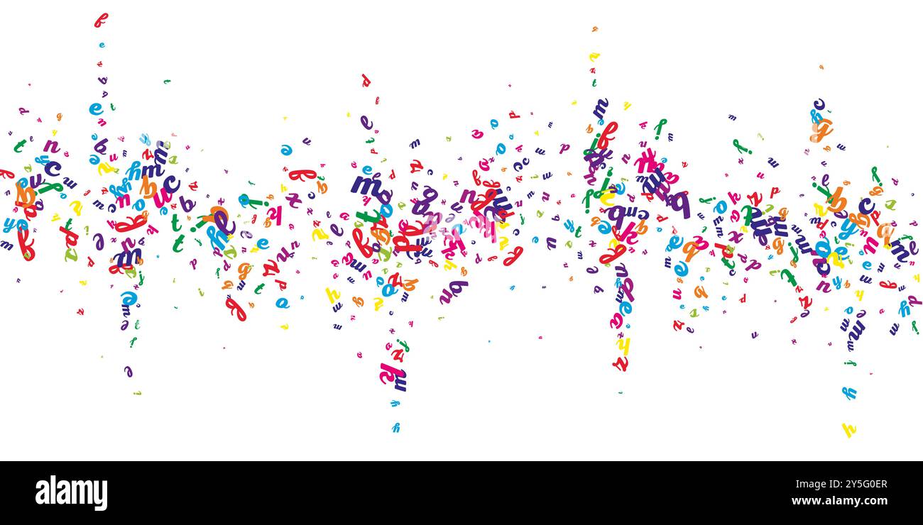 Concept of school background. Colorful childish falling letters of ...