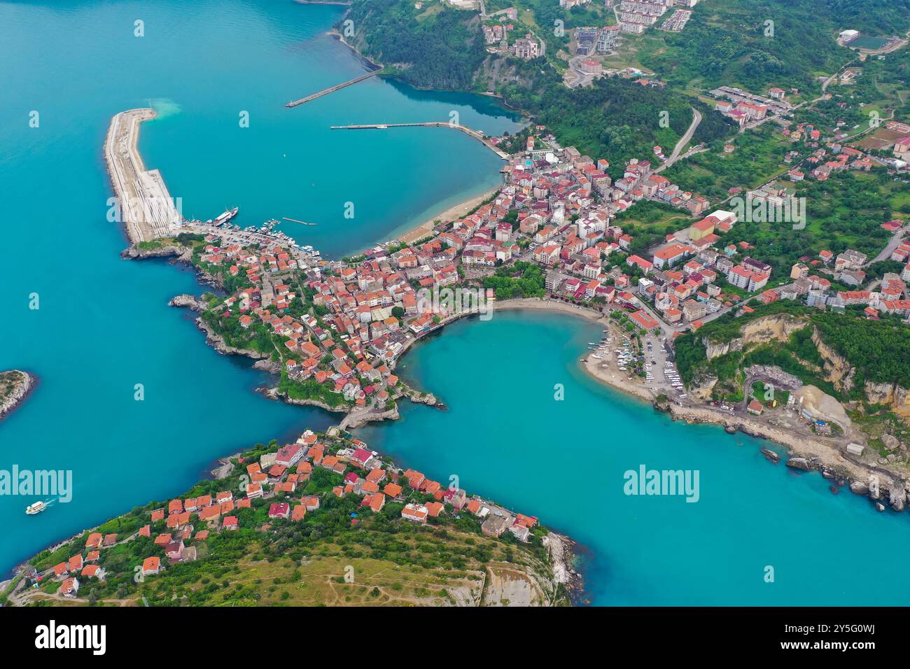 Beautiful cityscape on the mountains over Black-sea, Amasra. Amasra ...