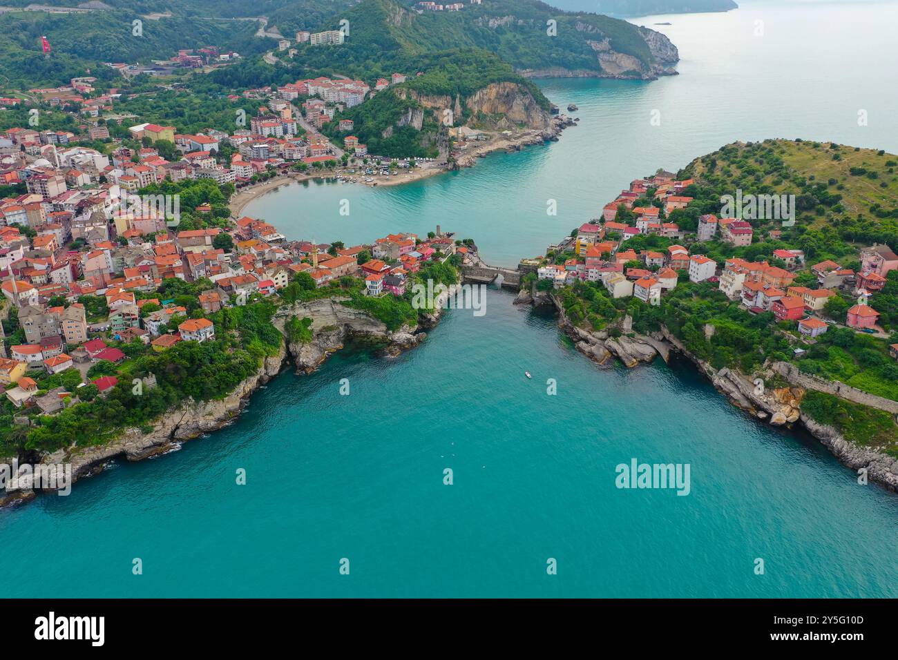 Beautiful cityscape on the mountains over Black-sea, Amasra. Amasra ...