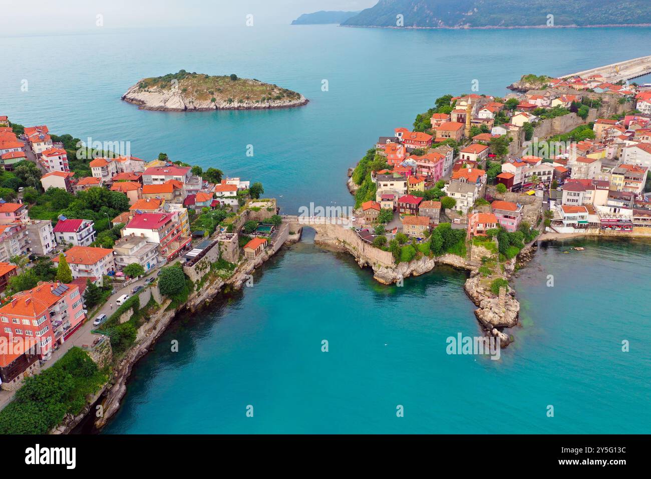 Beautiful cityscape on the mountains over Black-sea, Amasra. Amasra ...
