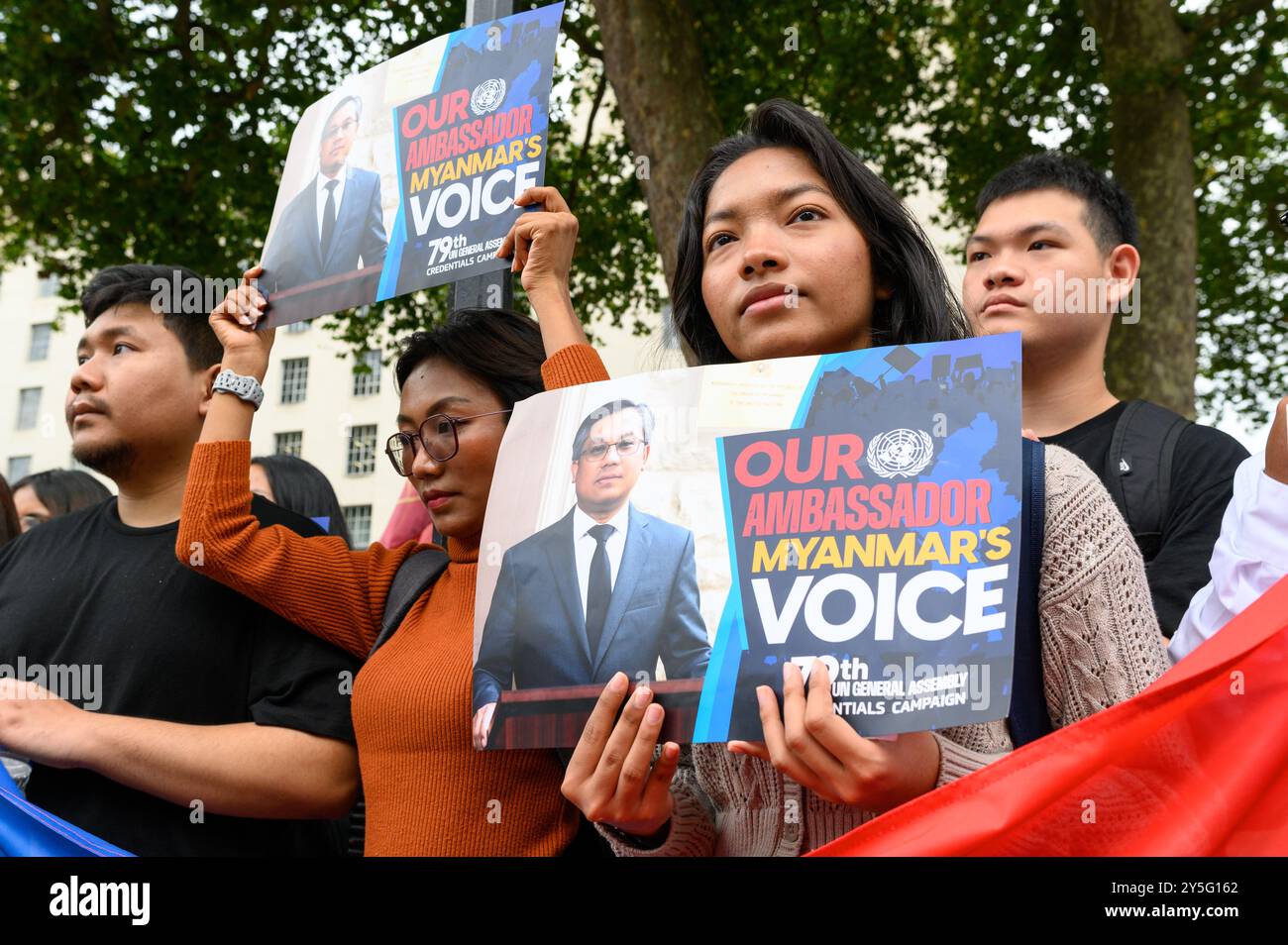 London, UK. 21 September 2024. Burmese protest outside Downing Street ...