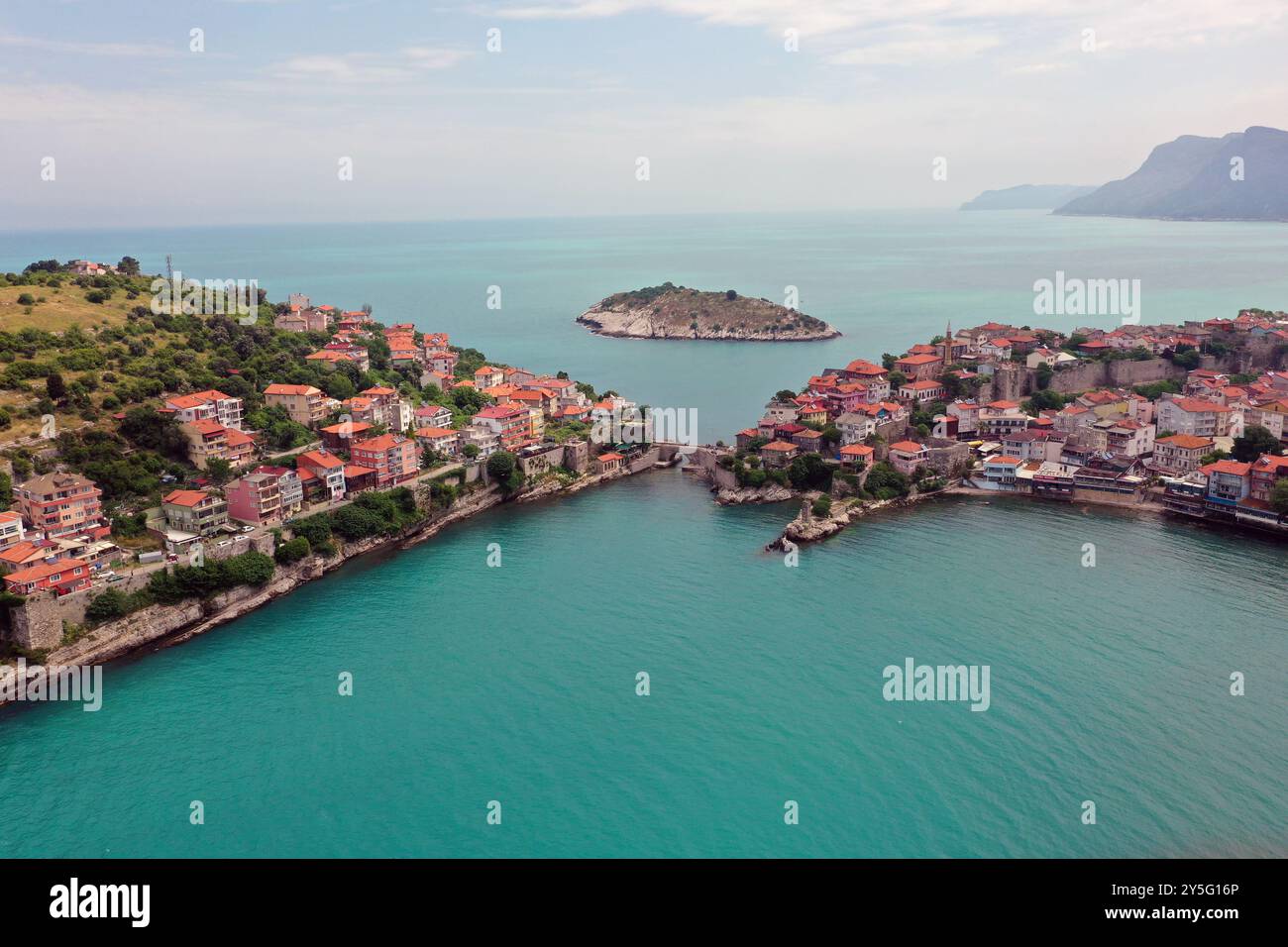 Beautiful cityscape on the mountains over Black-sea, Amasra. Amasra ...