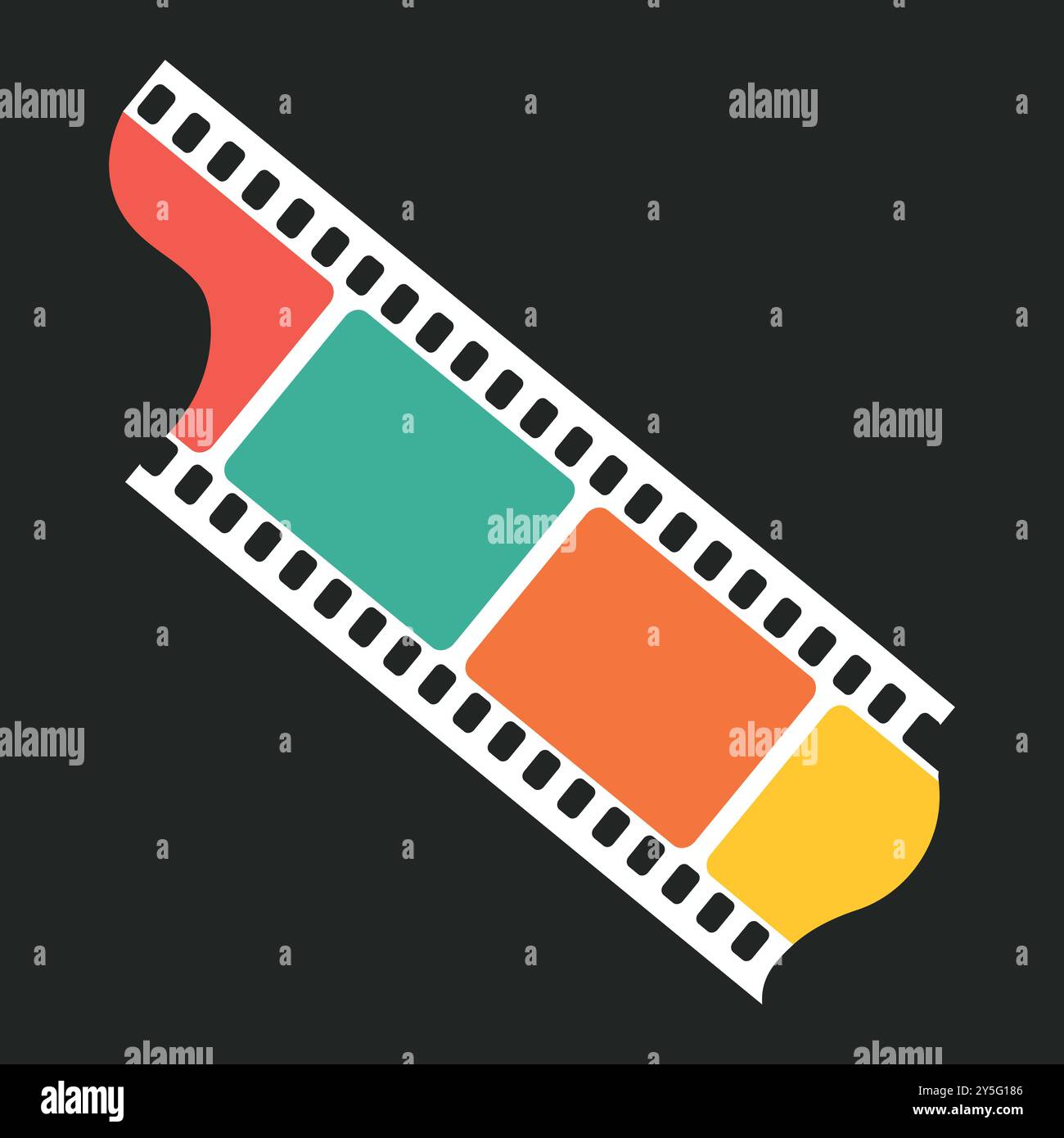 Colored cut movie filmstrip on dark background. Piece of film. Vector ...