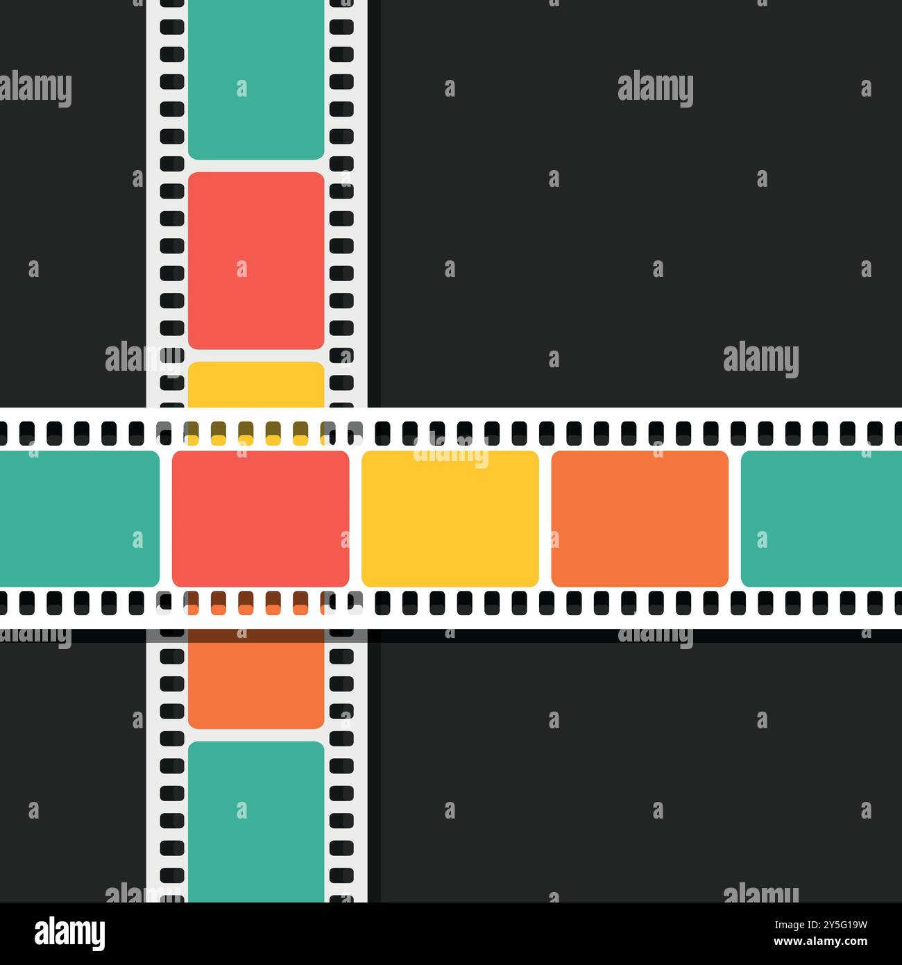 Colored movie filmstrips. Colorful film frames on dark background ...