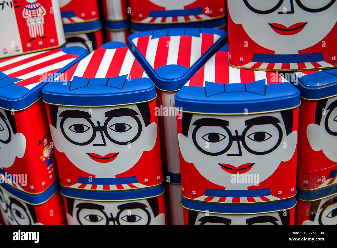 Osaka, Japan - October 9, 2016: Stacked display, selling famous icon ...