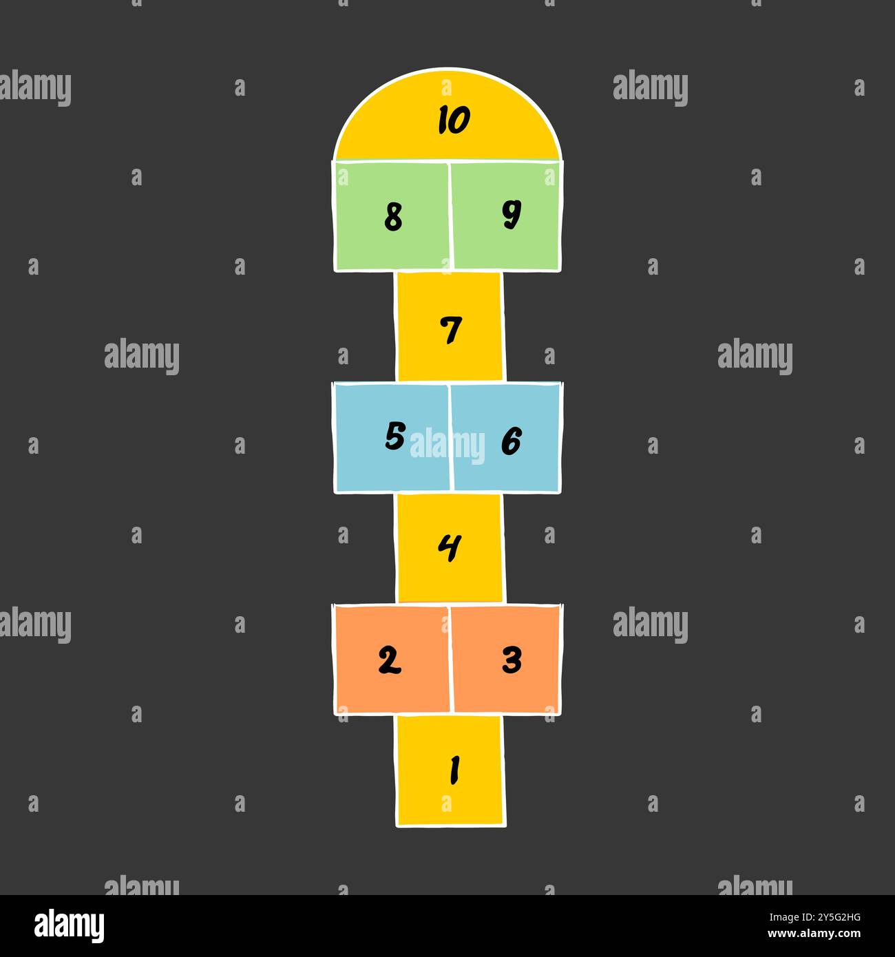 Hopscotch chalk doodle drawing, street Jumping game kids activity. Hop ...