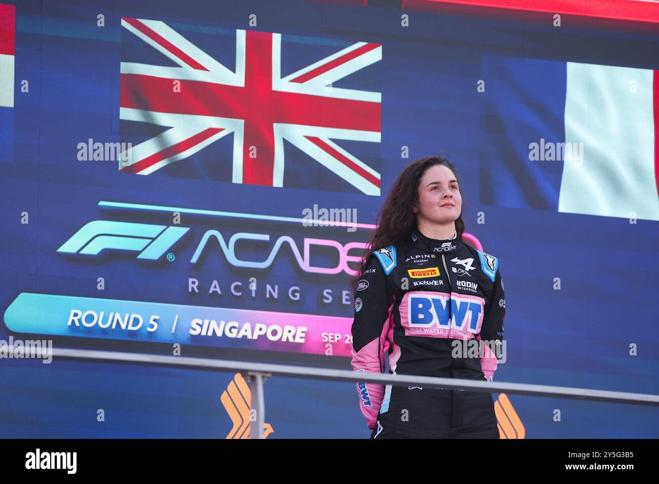 Singapore 22nd Sept 2024 Podium Pulling Abbi Grr Rodin Motorsport