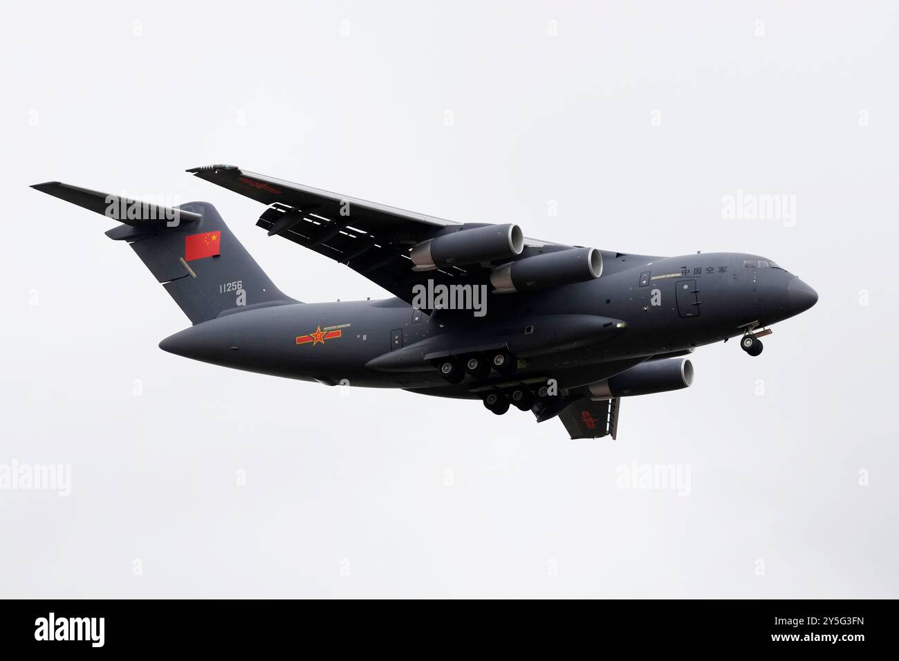 China's Y-20 transport aircraft flies, at the Africa Aerospace and ...