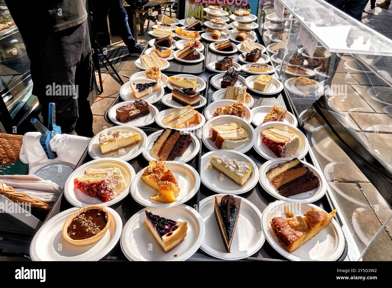 Fancy cakes on sale at a street food festival. England, UK Stock Photo ...