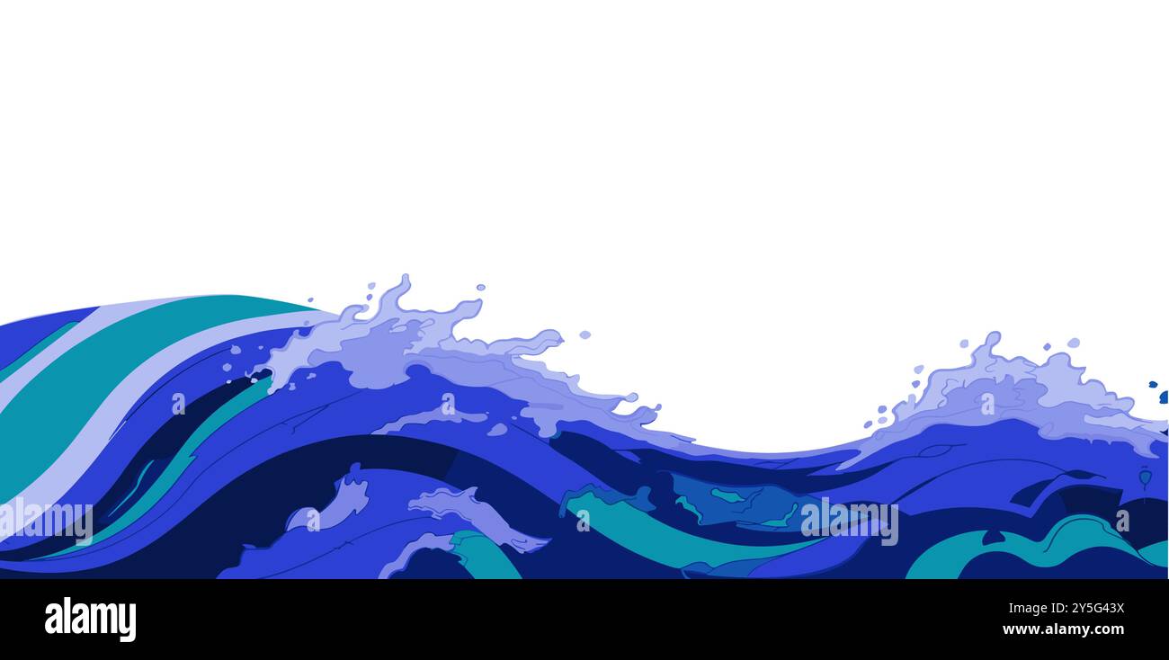 Abstract horizontal banner, border with blue waves Stock Vector Image ...