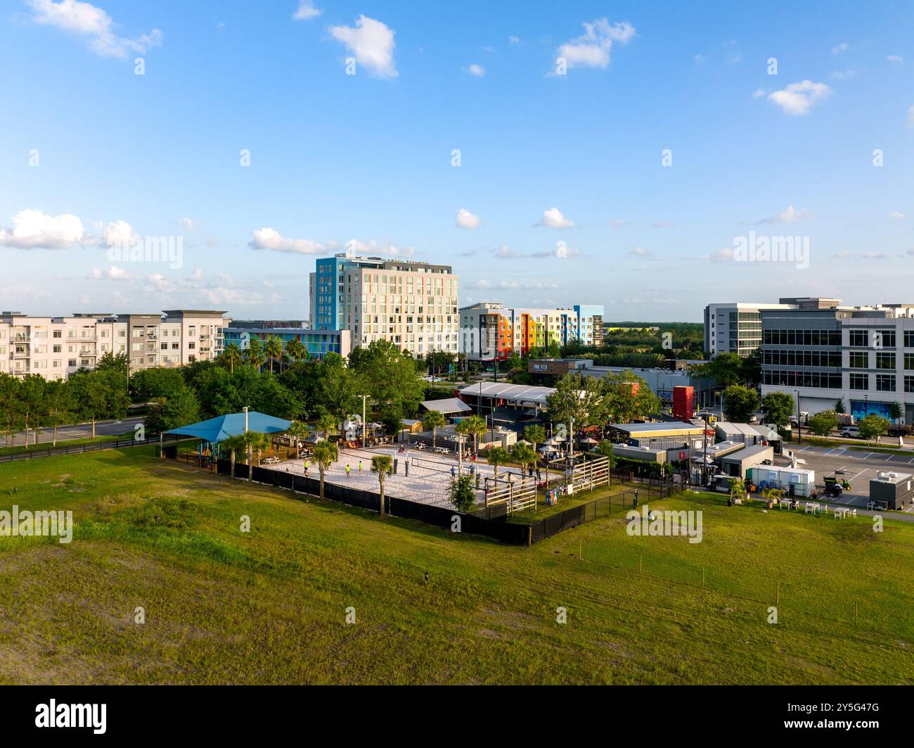 Aerial photograph of mixed-use space in Lake Nona, Florida, USA. April ...