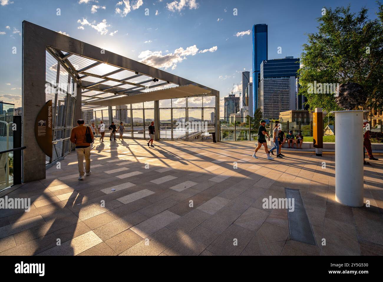 Brisbane, QLD, Australia - People walking across the new Neville Bonner ...