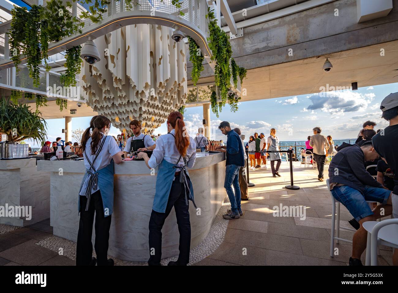 Brisbane, QLD, Australia - Bar area at the observation deck in the new ...