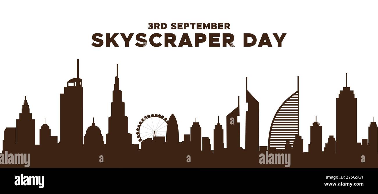 Skyscraper Day , 3rd September, greeting card, editable template, stock ...