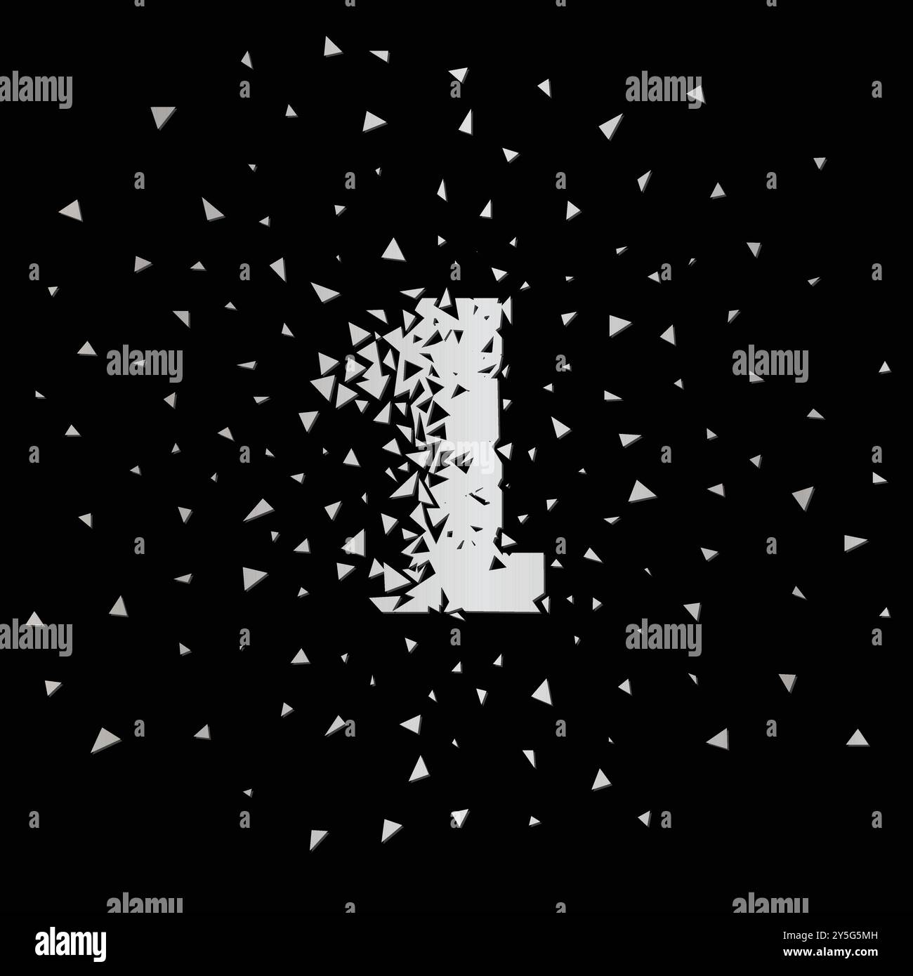 Broken numbers 1. Explosion effects. Vector and illustration Stock ...