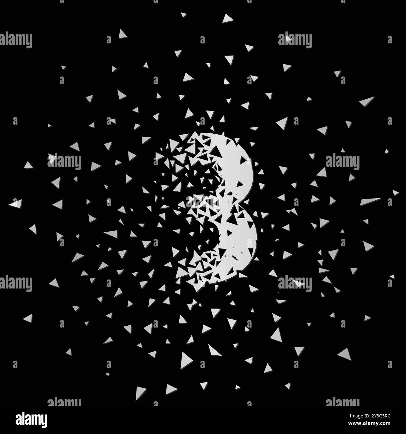 Broken numbers 3. Explosion effects. Vector and illustration Stock ...