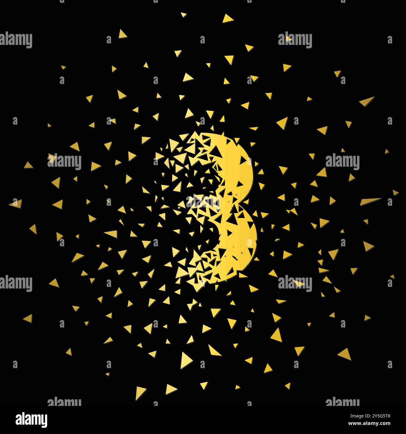 Broken numbers 3. Explosion effects. Vector and illustration Stock ...