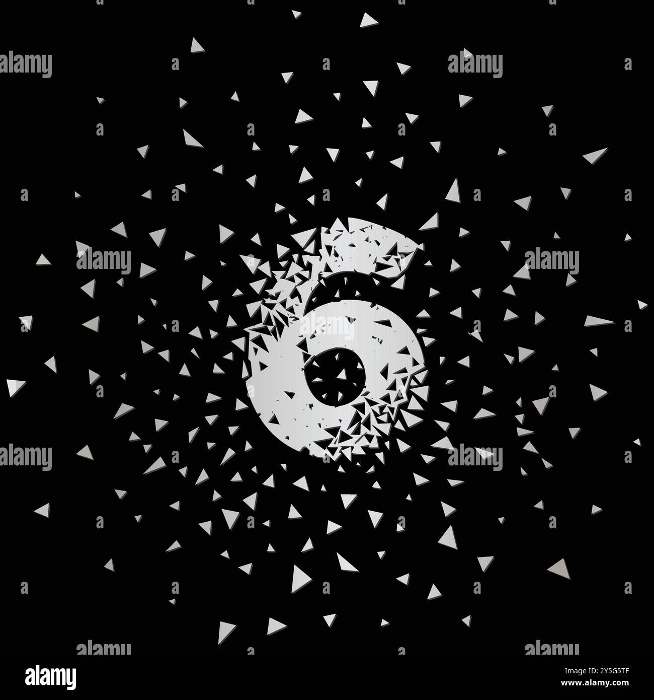 Broken numbers 6. Explosion effects. Vector and illustration Stock ...