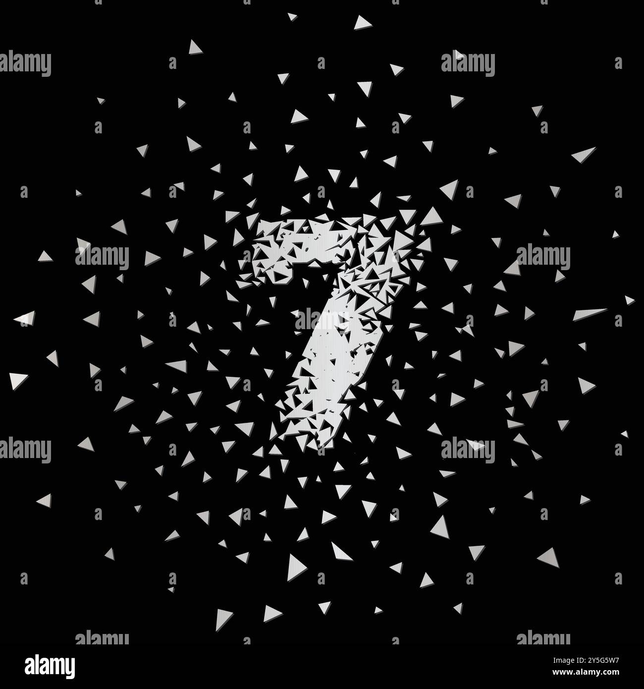 Broken numbers 7. Explosion effects. Vector and illustration Stock ...