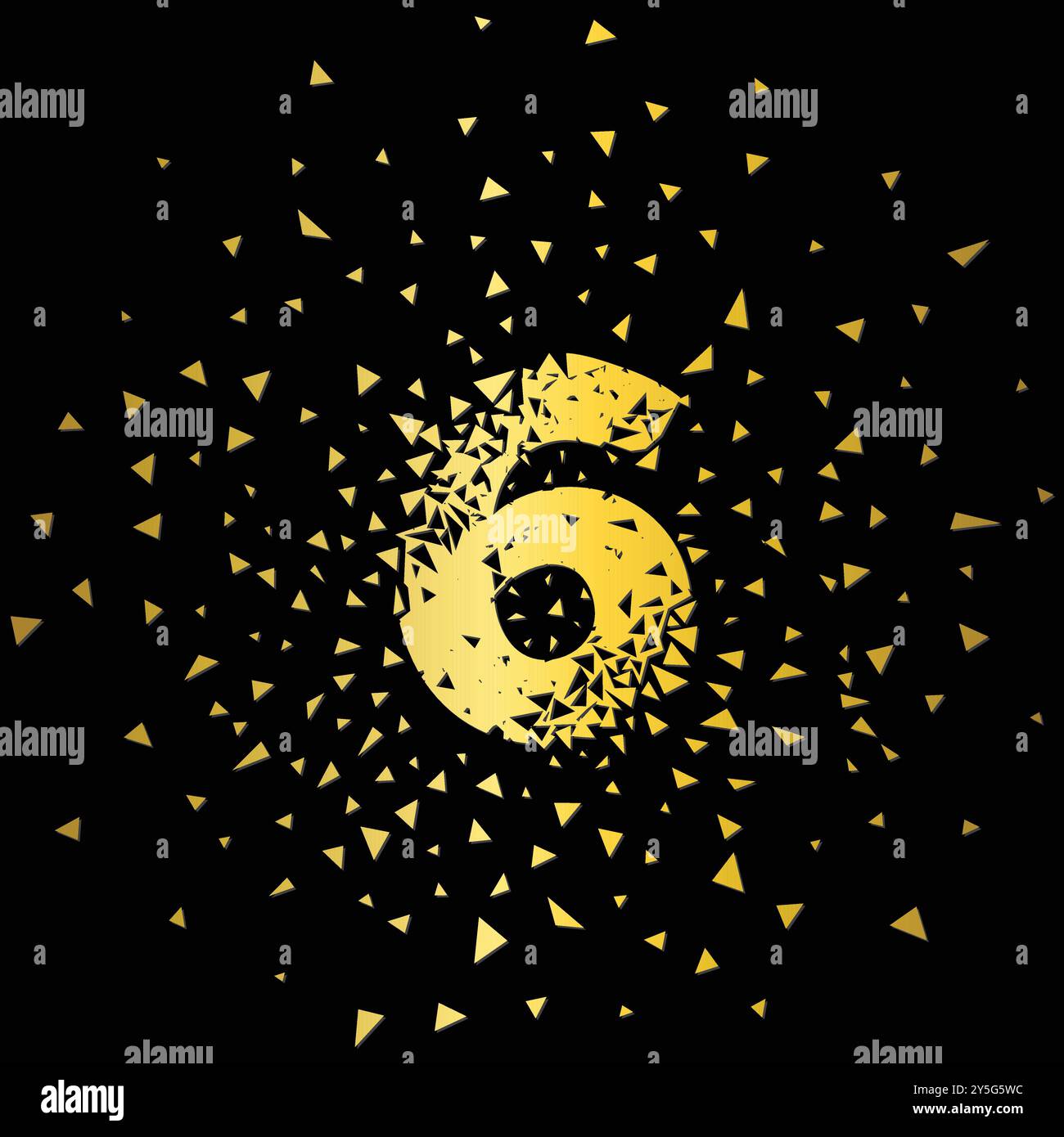 Broken numbers 6. Explosion effects. Vector and illustration Stock ...