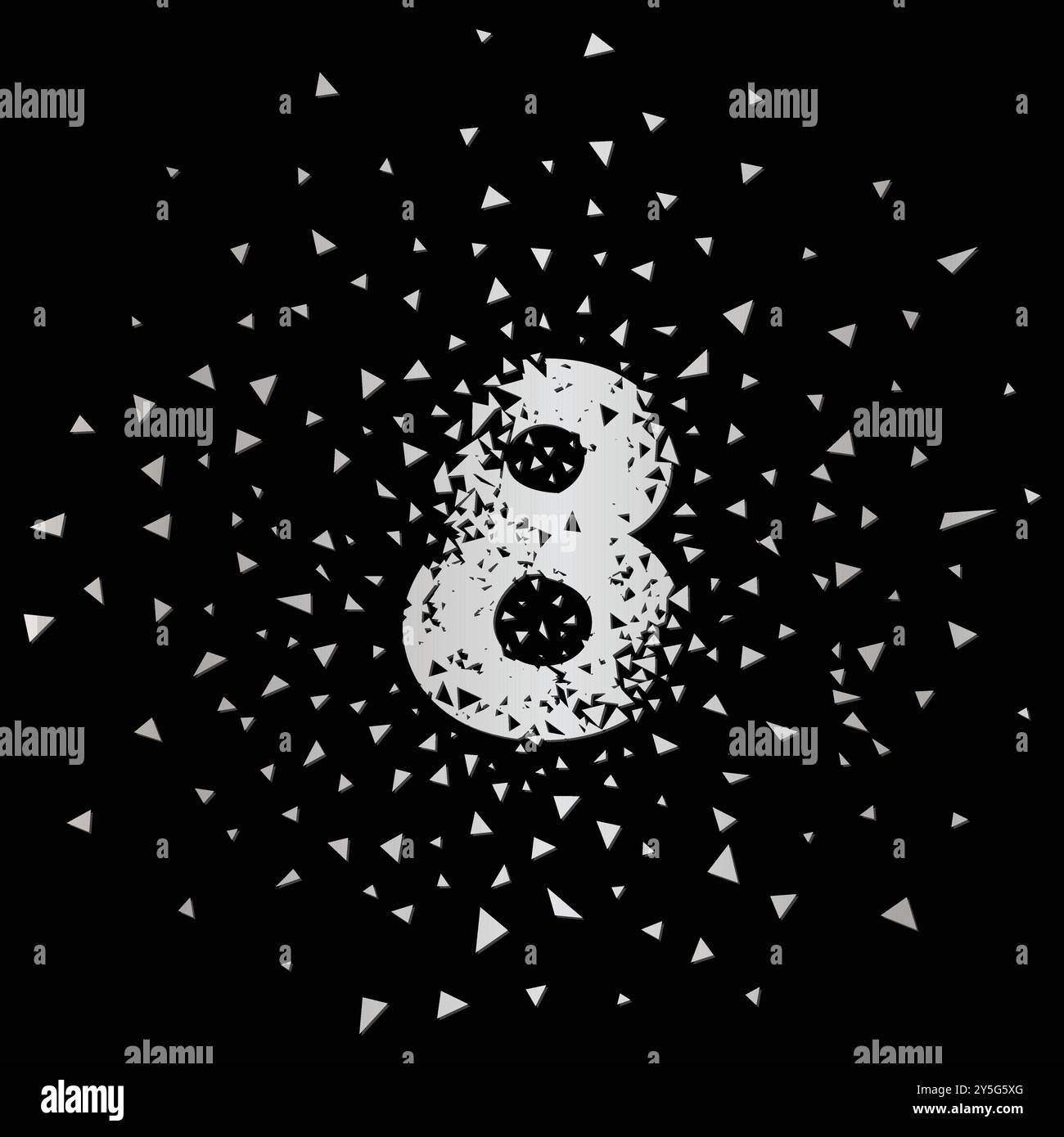 Broken numbers 1. Explosion effects. Vector and illustration Stock ...