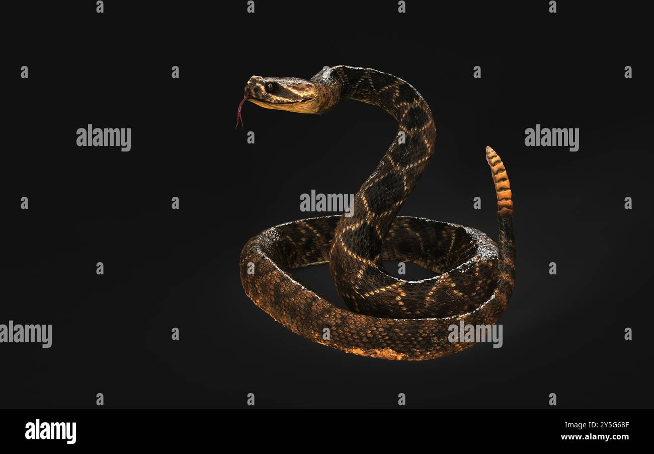 3d Illustration of Western Golden Diamondback Rattlesnake Posed to ...