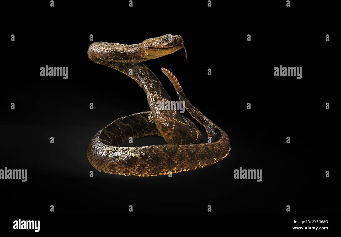 3d Illustration of Western Golden Diamondback Rattlesnake Posed to ...