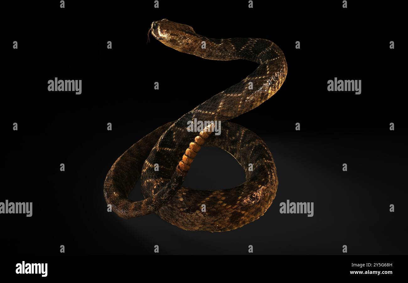 3d Illustration of Western Golden Diamondback Rattlesnake Posed to ...