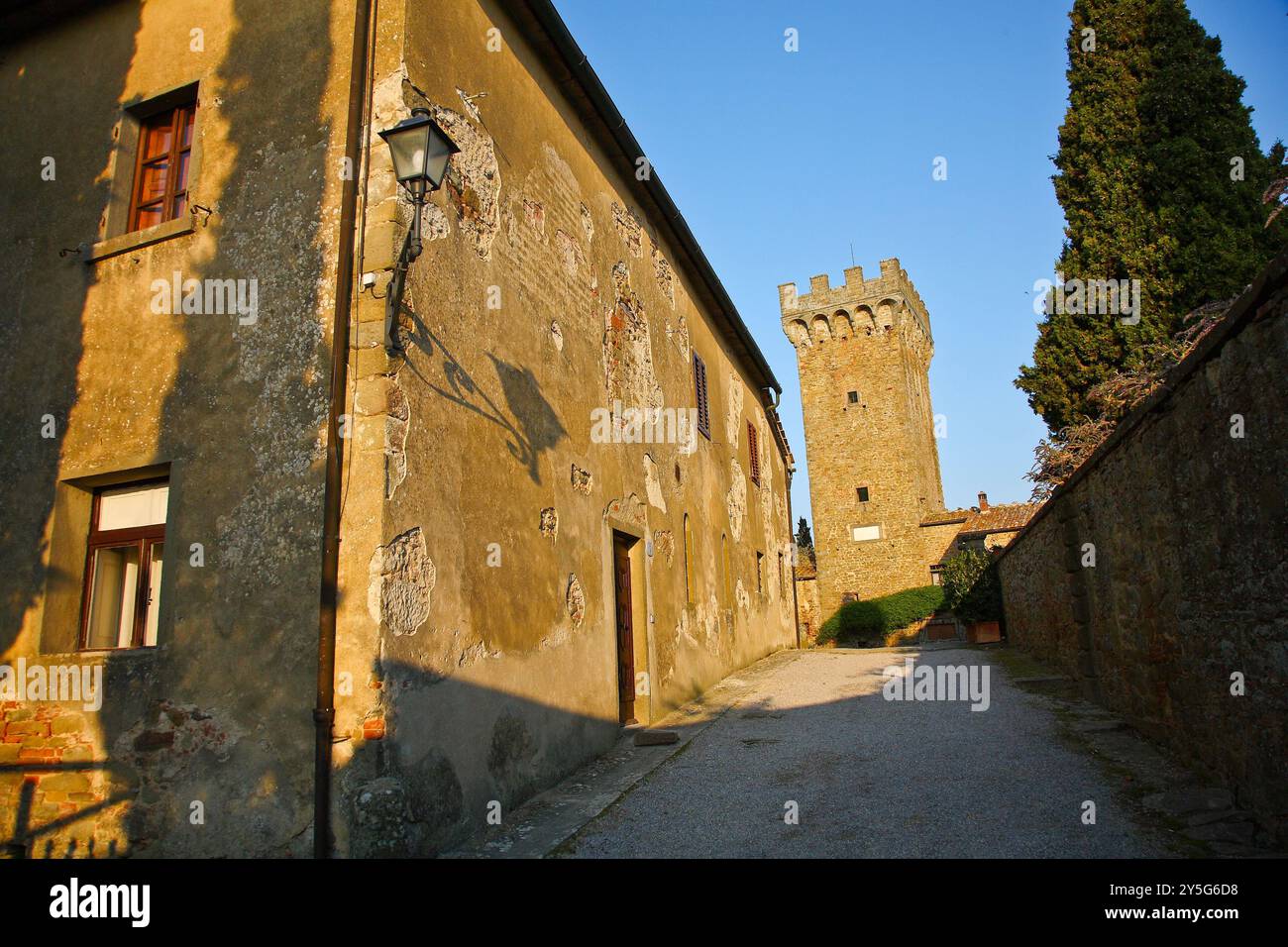 The ancient castle town of Gargonza near Arezzo, today transformed into ...
