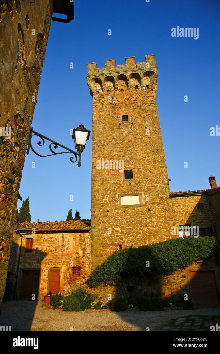 The ancient castle town of Gargonza near Arezzo, today transformed into ...