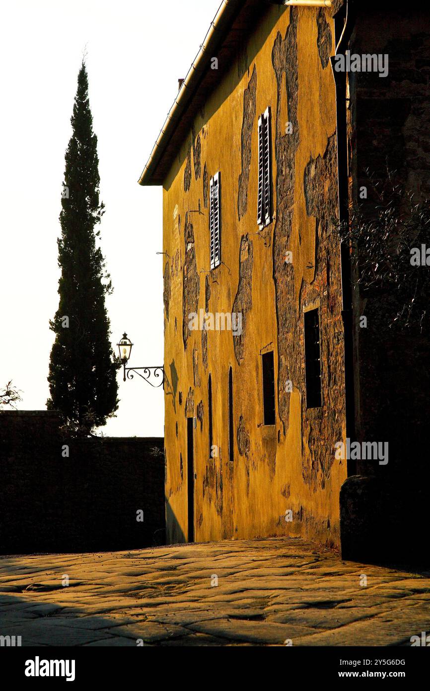 The ancient castle town of Gargonza near Arezzo, today transformed into ...