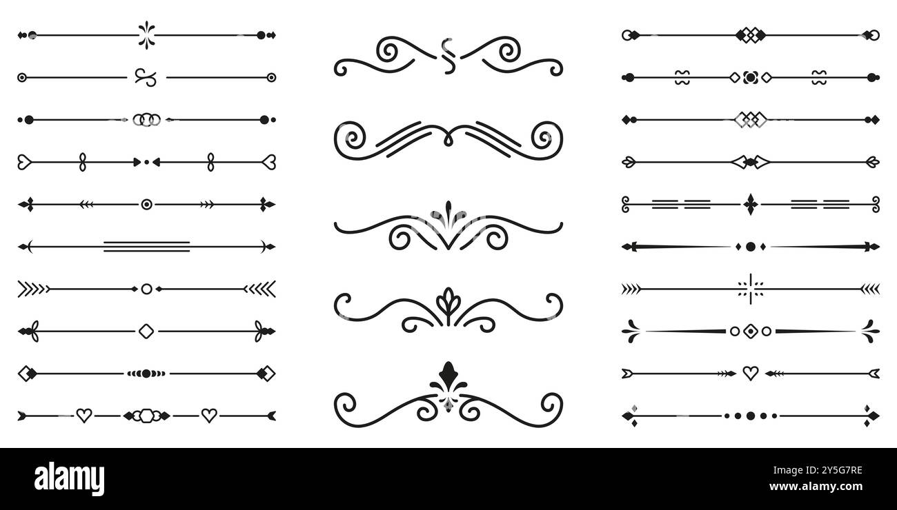 Decorative Dividers Set. Vintage Line Separator Collection. Antique ...