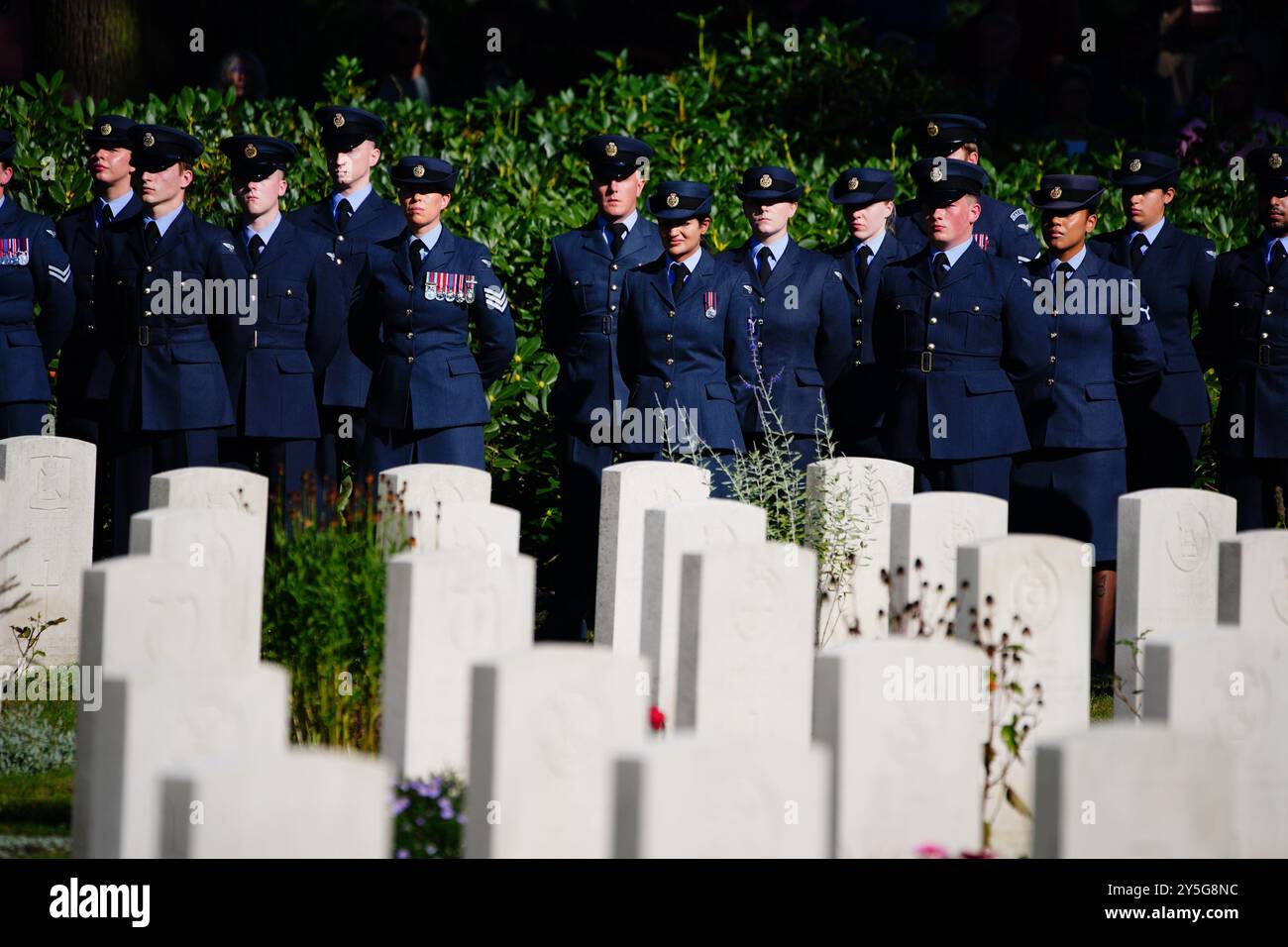 Members of the armed forces during a ceremony at the Arnhem Oosterbeek ...