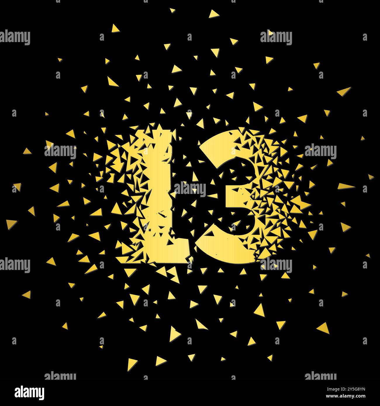 Broken numbers 13. Explosion effects. Vector and illustration Stock ...