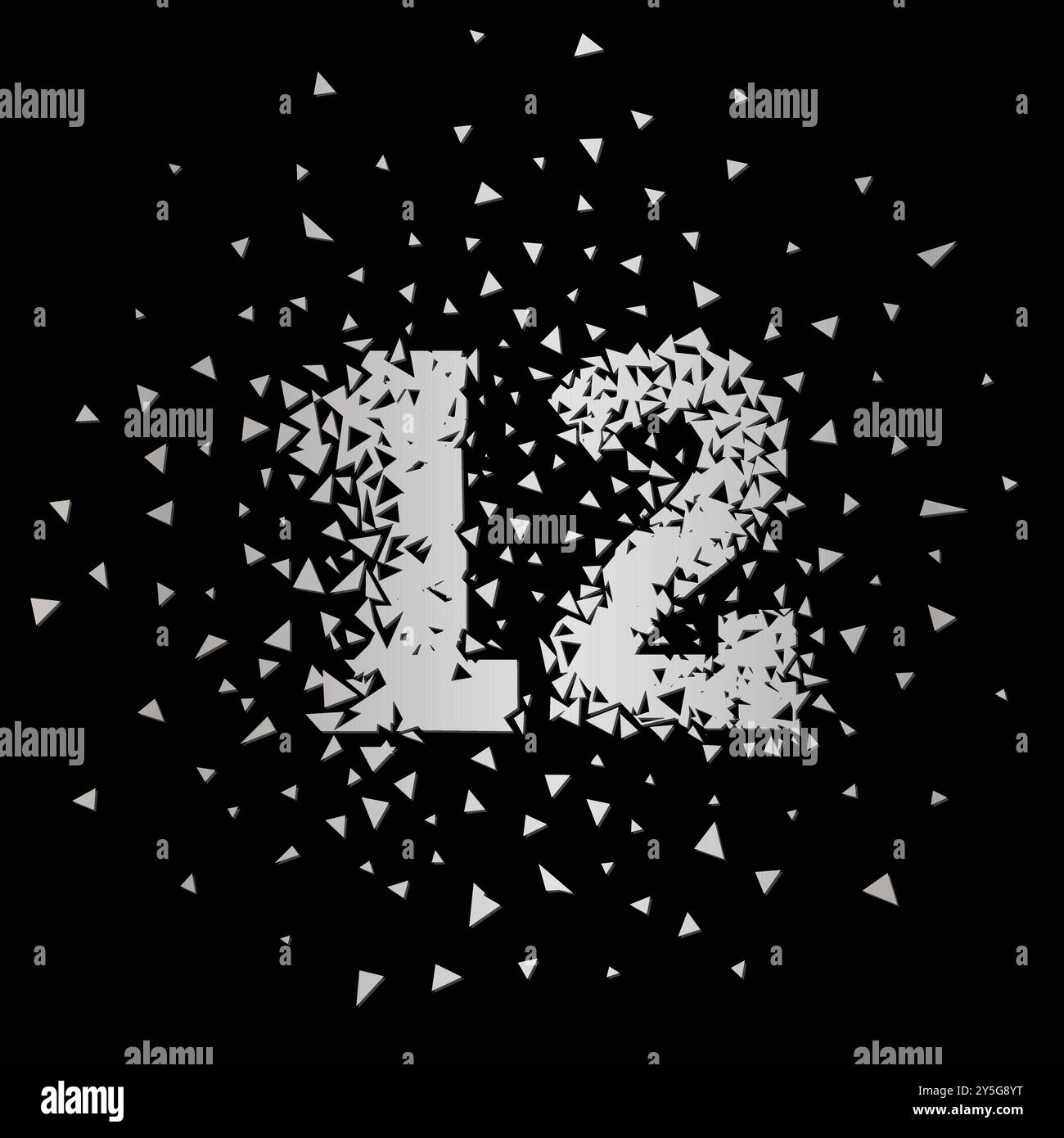 Broken numbers 12. Explosion effects. Vector and illustration Stock ...